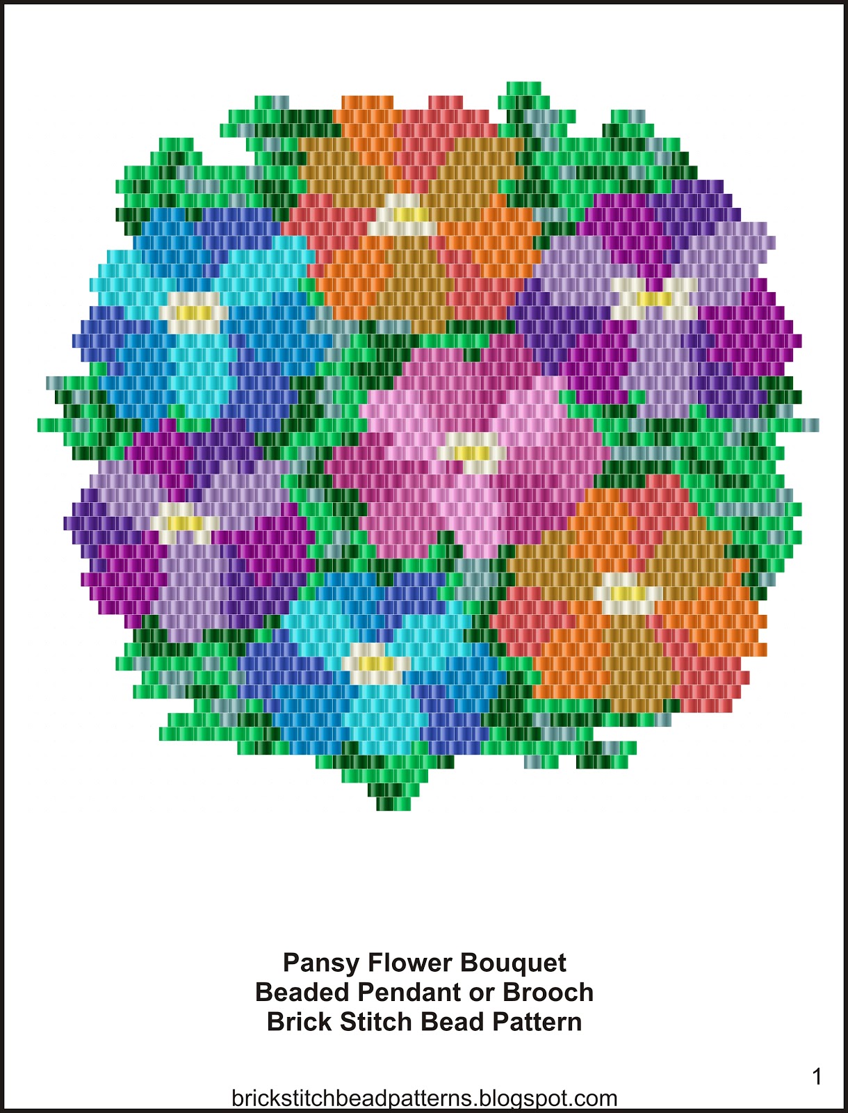Brick Stitch Bead Patterns Journal: Pansy Flower Bouquet Brick Stitch ...