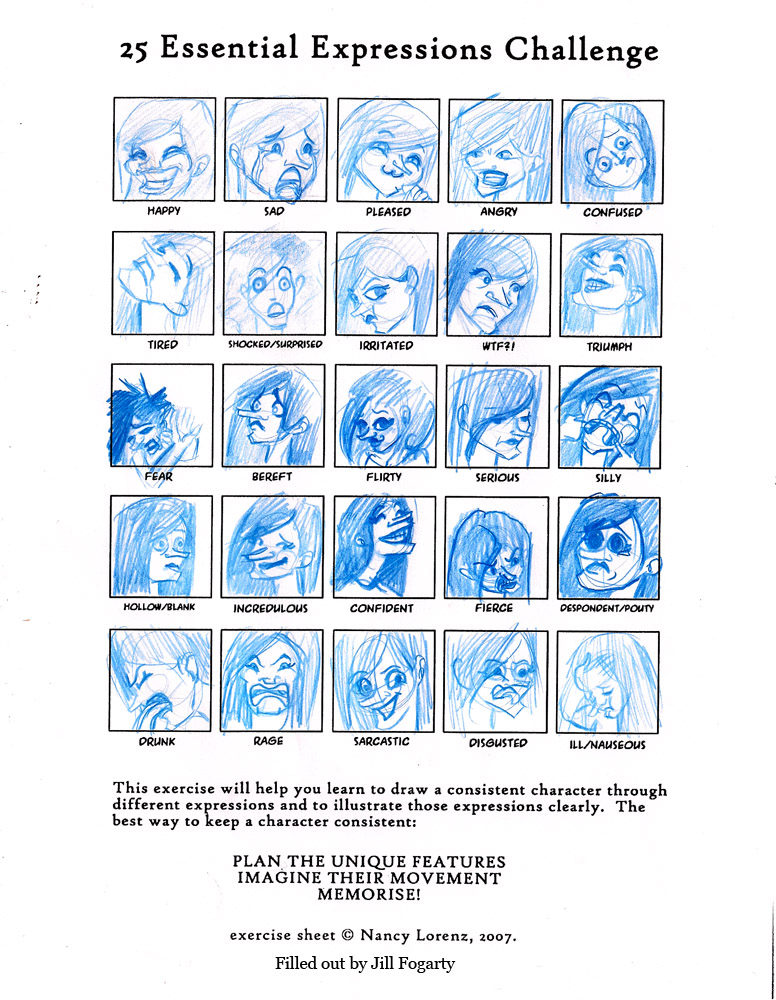 Tara's Drawing Jam: 25 Expressions Challenge
