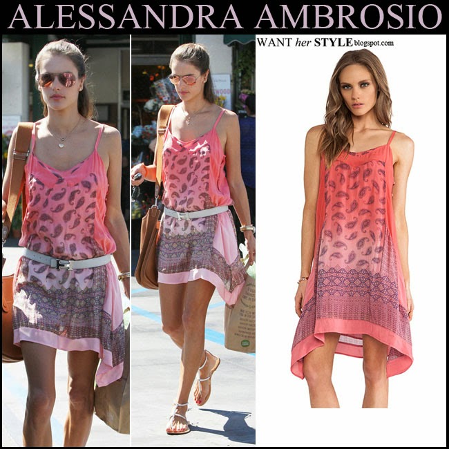 WHAT SHE WORE: Alessandra Ambrosio in pink paisley print mini dress by ...