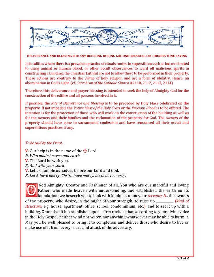 RELEVANT EXORCISM PRAYERS FOR VARIOUS OCCASIONS - Our Parish Priest