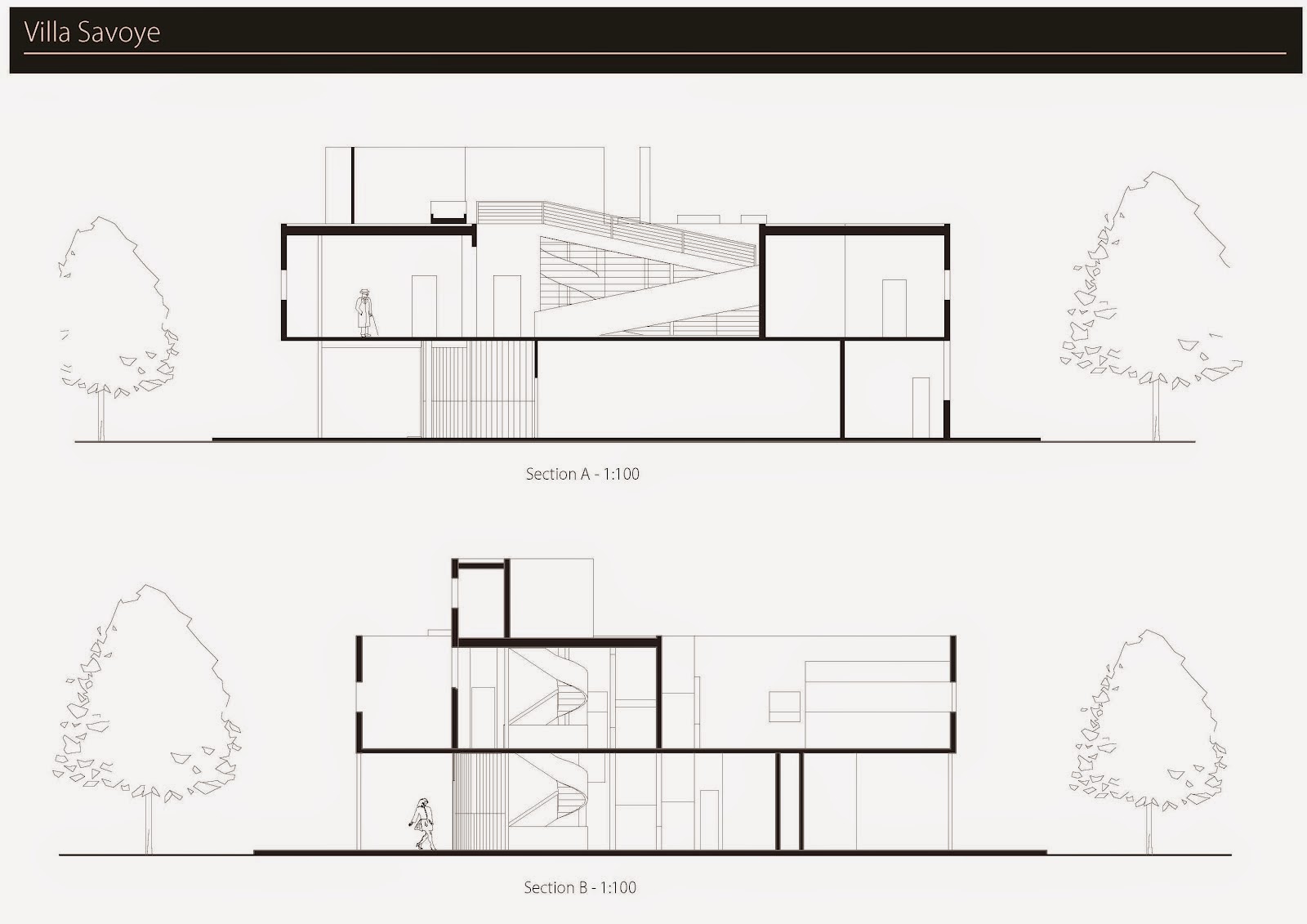 Villa Savoye Section Drawings