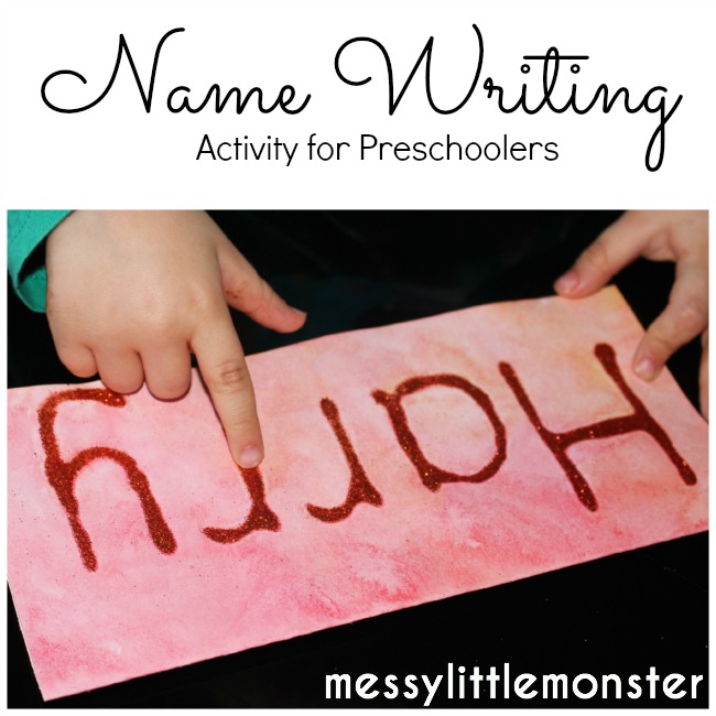 Name Writing Activity Using Glitter Glue Messy Little Monster name-writing-activity-using-glitter-glue-messy-little-monster