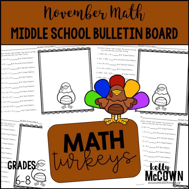 Kelly McCown: MIddle School Math NO PREP Bulletin Board {November}
