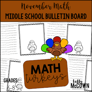 Kelly McCown: MIddle School Math NO PREP Bulletin Board {November}