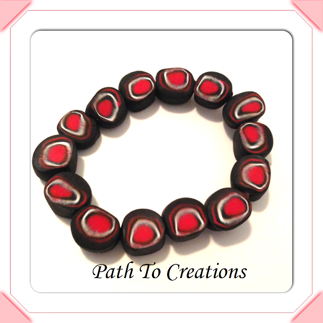 Red and Black clay bracelet