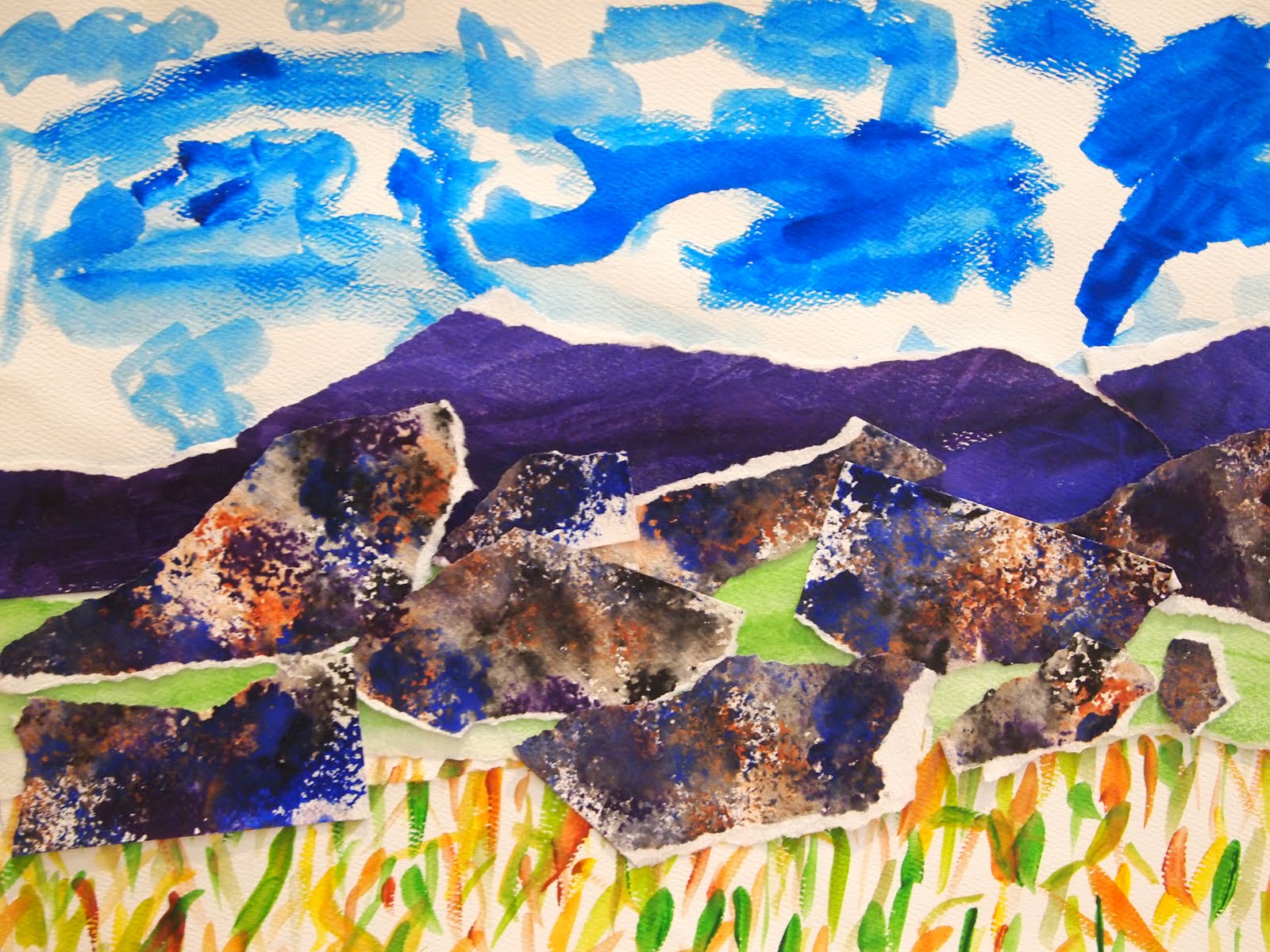 new city arts: second grade watercolor landscapes