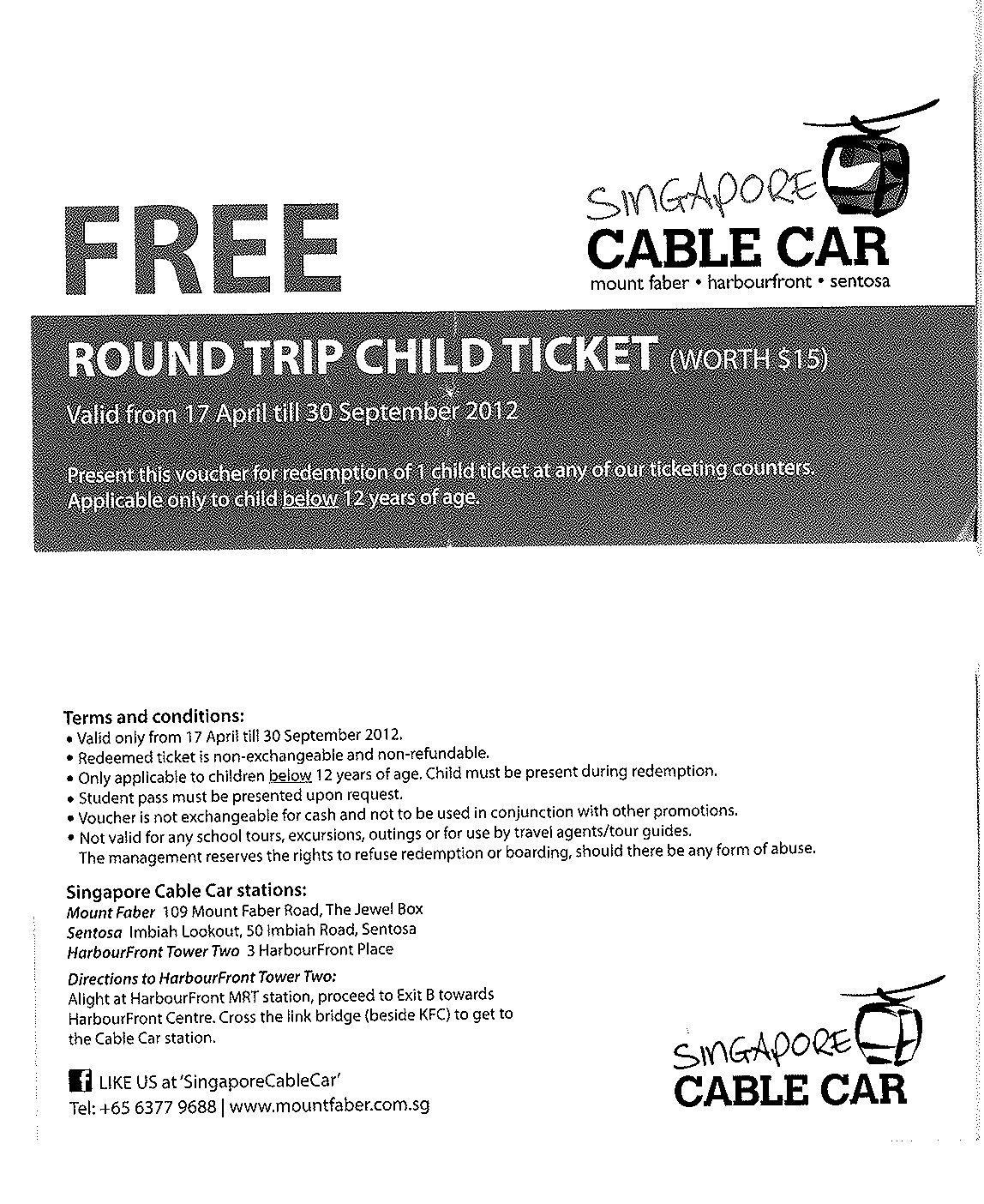 生活指南(I Guide You to...): OFFER: FREE Singapore Cable Car return ticket ...
