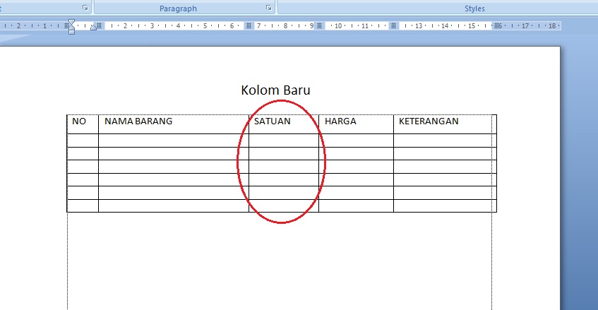 Cara Menciptakan Kolom Tabel Pada Microsoft Word 2007 - Belajar ...
