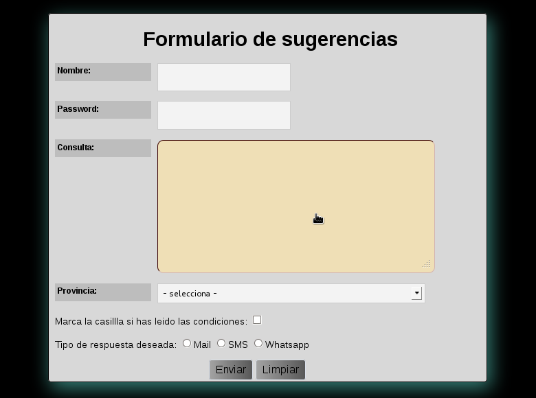 Ofimática: CSS: Formulario con estilo
