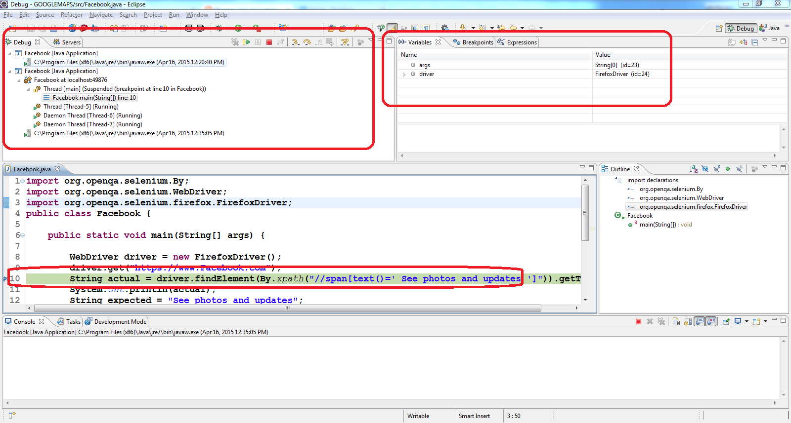 Gain Knowledge!!: Selenium WebDriver- Debugging Code (Breakpoints) - Java Debugging with Eclipse