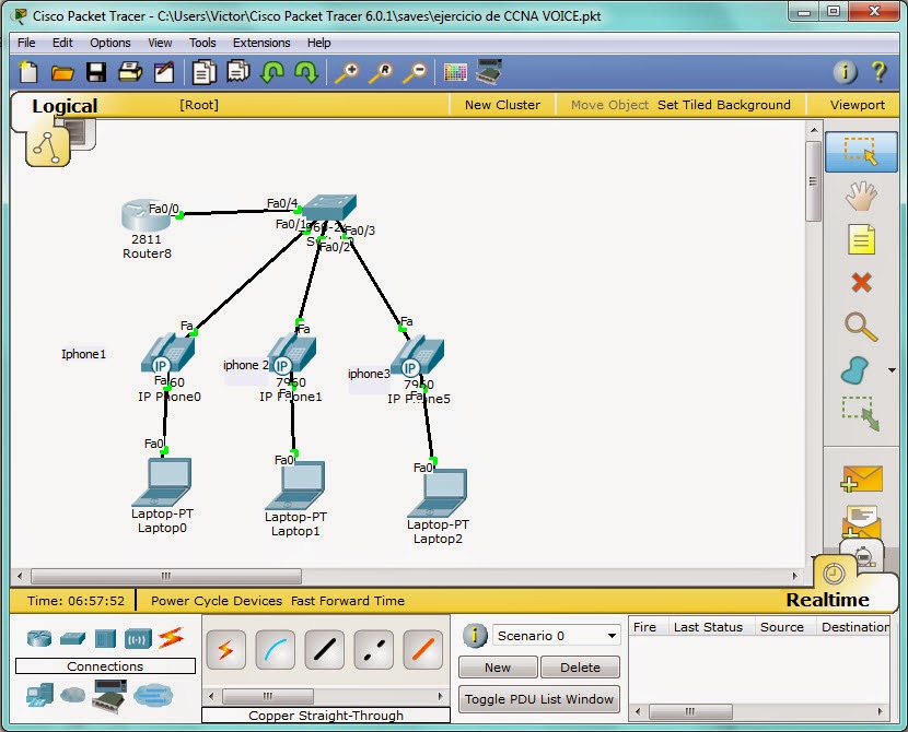 CCNA Voice lab configuration in Packet Tracer (One Router) - CCNA Voice lab