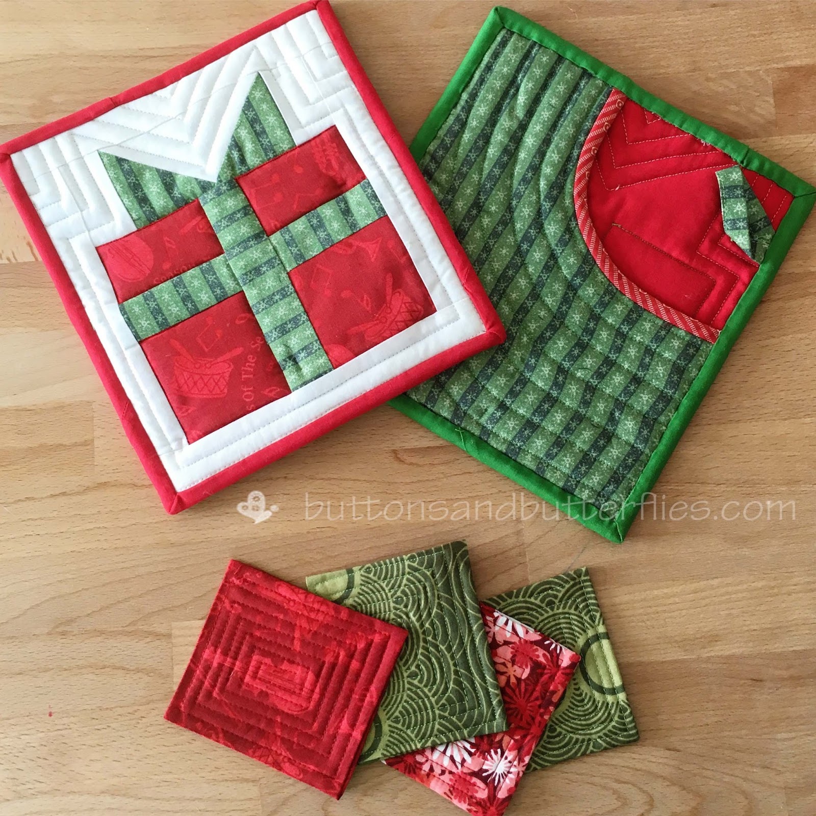 Buttons and Butterflies: Gift Box {Quilted Potholders}