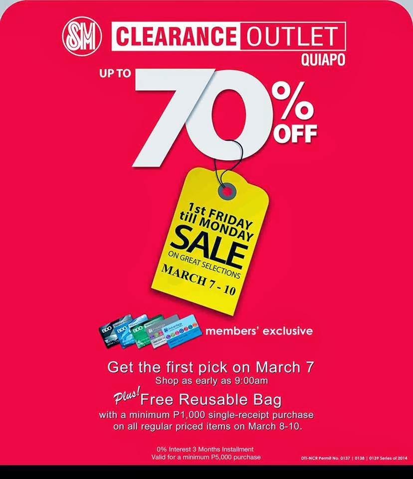 Manila Shopper: SM Quiapo Clearance Outlet SALE: Mar 7-10 2014