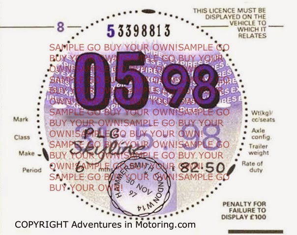 Adventures in Motoring: Reproduction Tax Disc