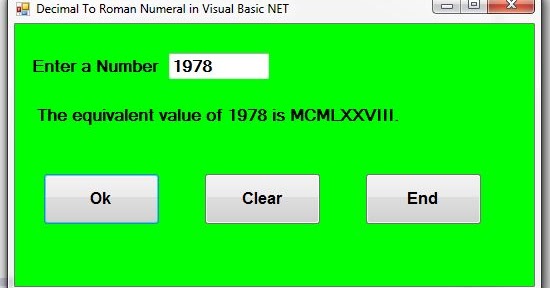 Free Programming Source Codes And Computer Programming Tutorials Decimal To Roman Numeral In