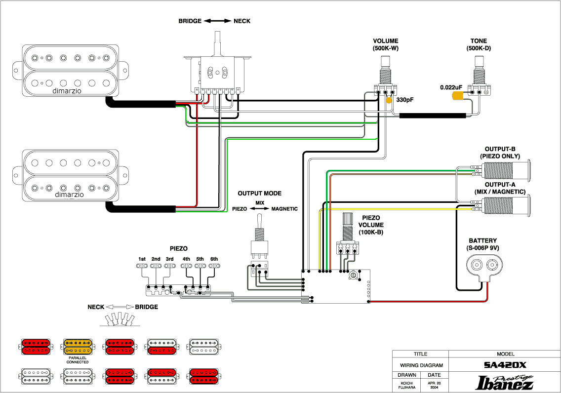 IbanezのギターSA420のピックアップ交換＆配線図-一応メモしておきました
