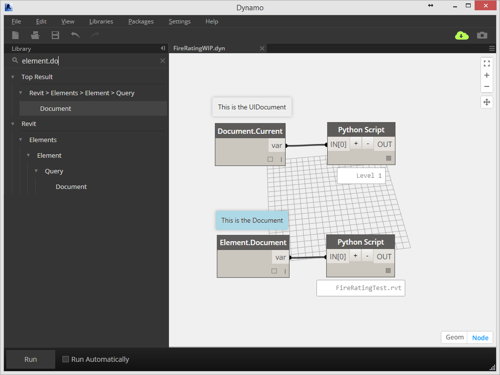 Punto Revit: Dynamo - Document Nodes Confusion