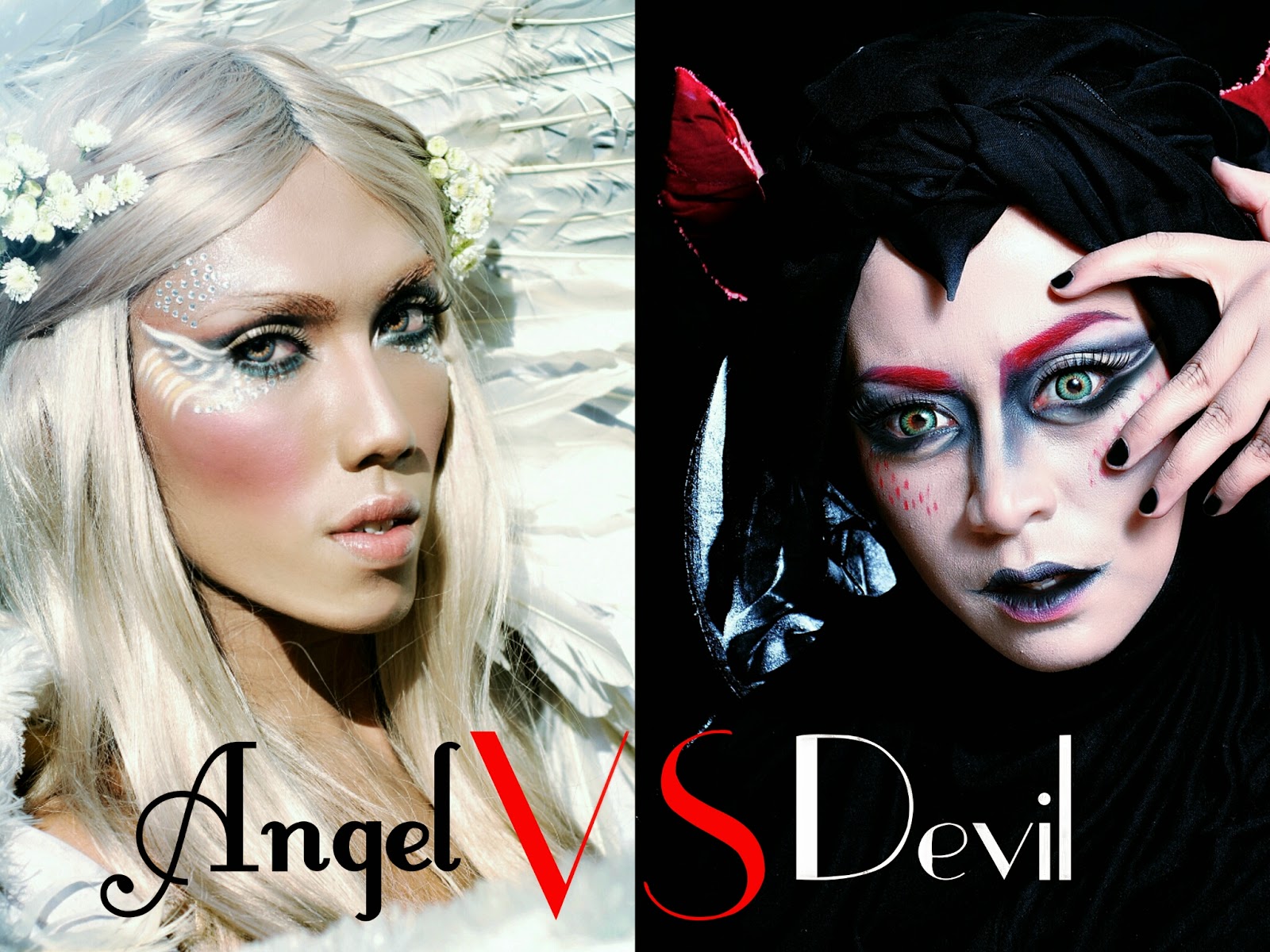 Ini Vindy Yang Ajaib: Angel vs Devil Makeup Collaboration
