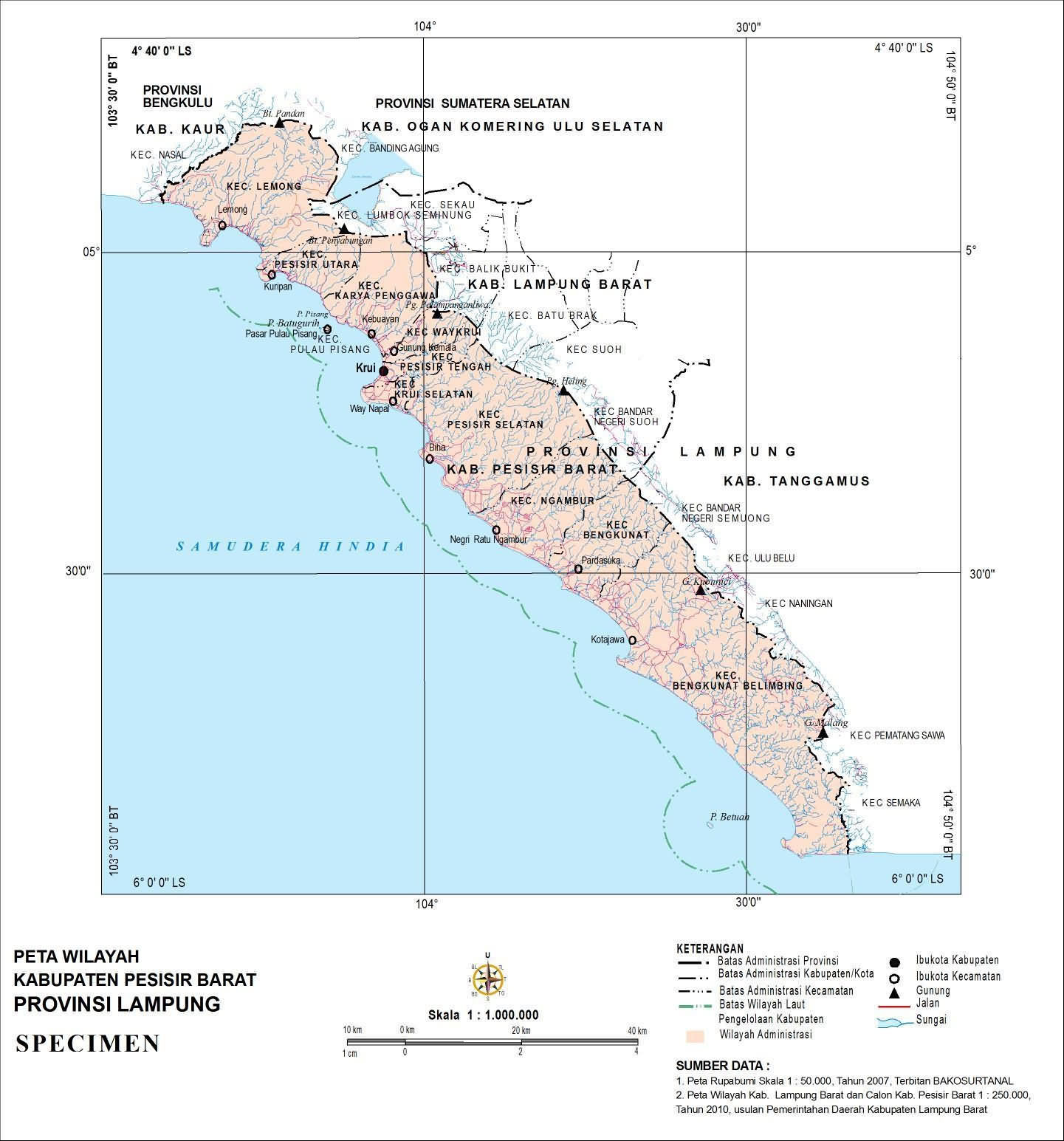 Peta Kabupaten Pesisir Barat