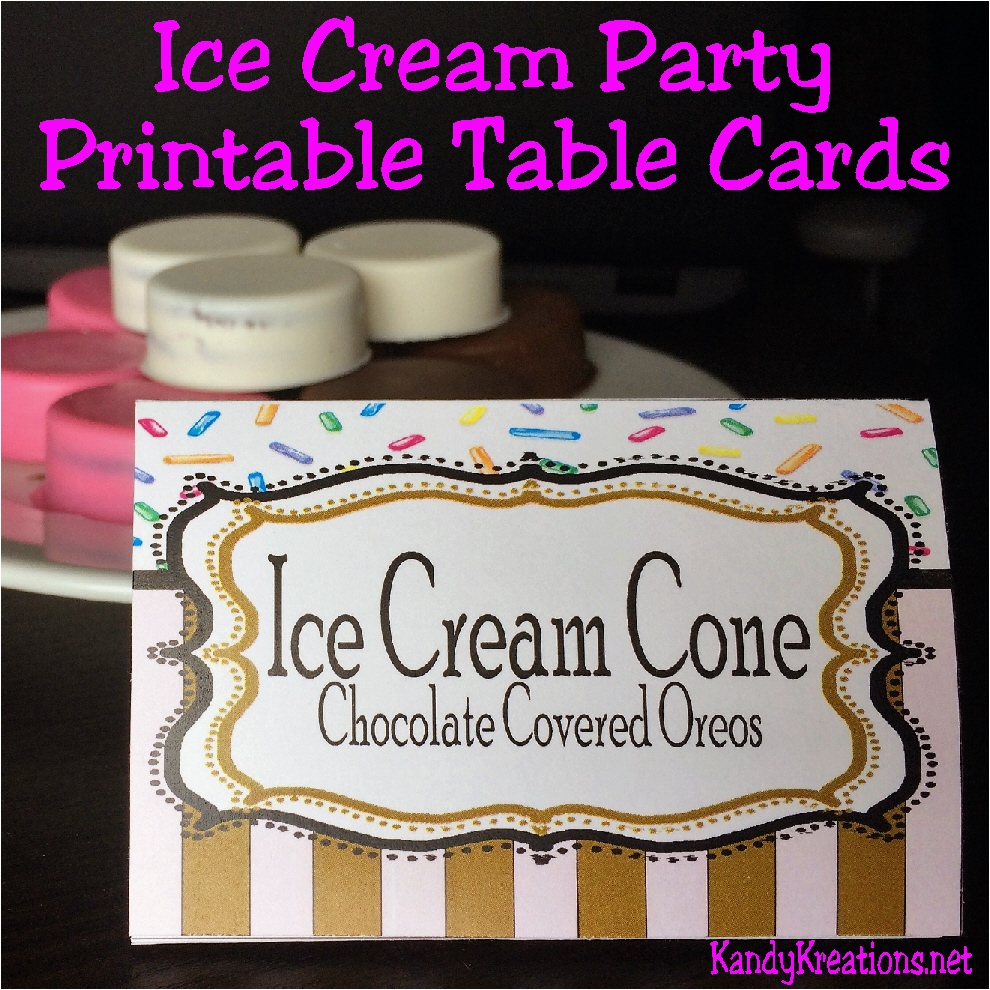 Ice Cream Party Table Food Cards