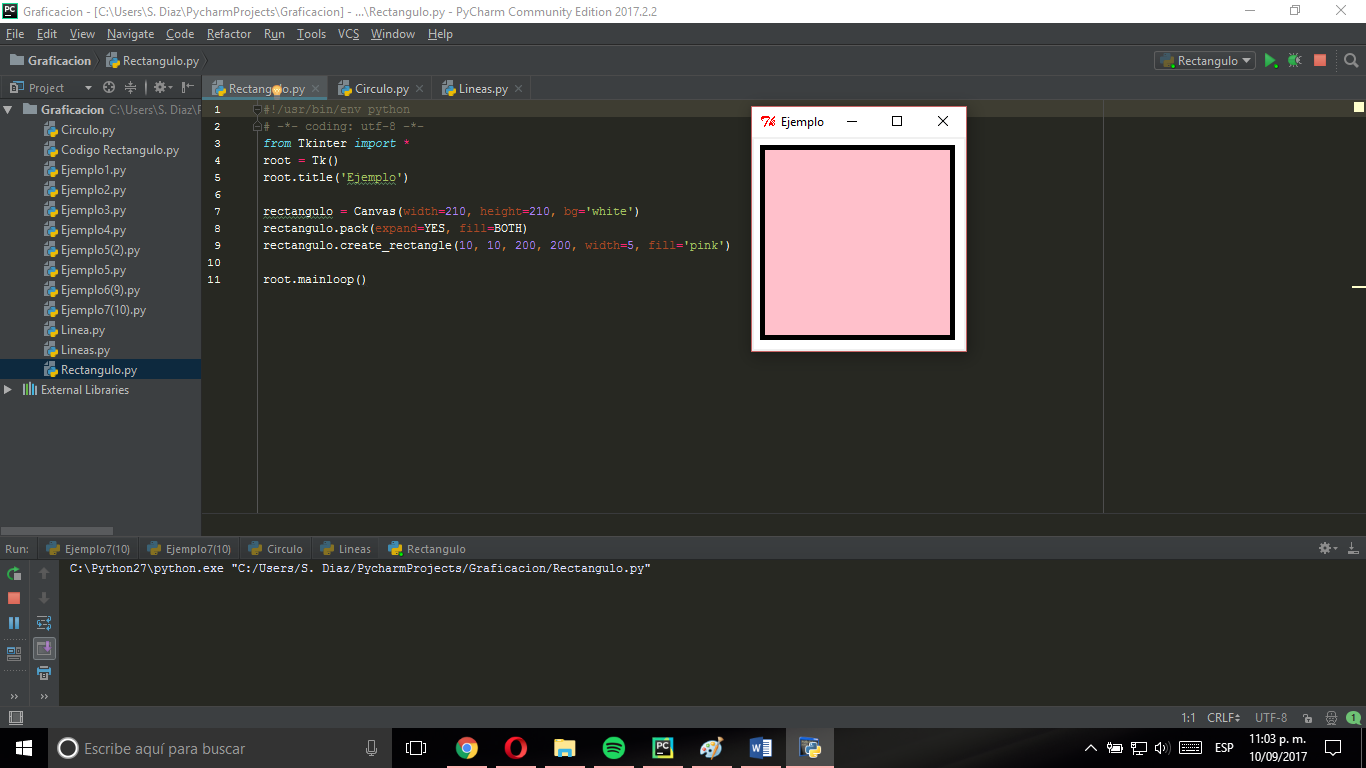 Programas en Python (PyCharm).