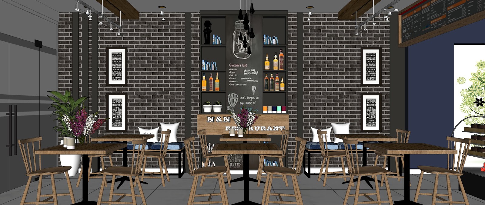 16. Restaurant Free Sketchup Interior Scene