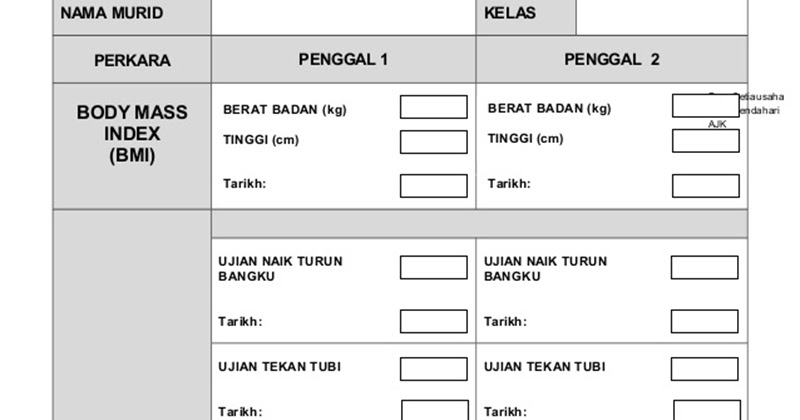 My e-koko: BORANG REKOD SEGAK DAN BMI