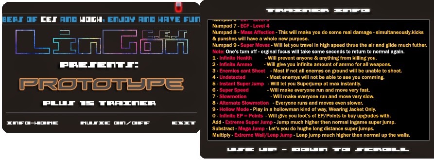 Prototype Game Trainers: Prototype + 15 Trainer CES |LinGon|