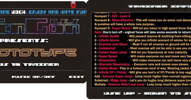 Prototype Game Trainers: Prototype + 15 Trainer CES |LinGon|