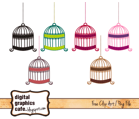 Bird cage clip art graphics for scrapbooking and other craft projects