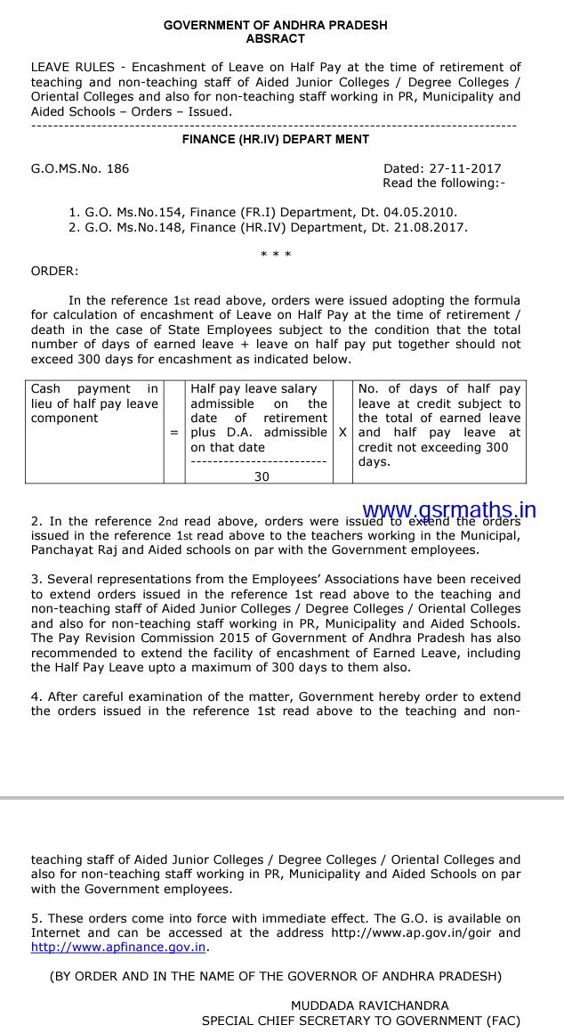 Encashment of Leave on Half Pay at the time of retirement of teaching ...