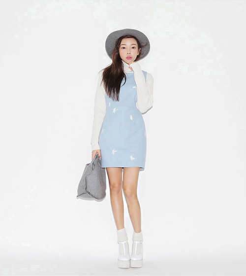 [Stylenanda] Bird Embroidered Woolen Slim-Fit Dress | KSTYLICK - Latest ...