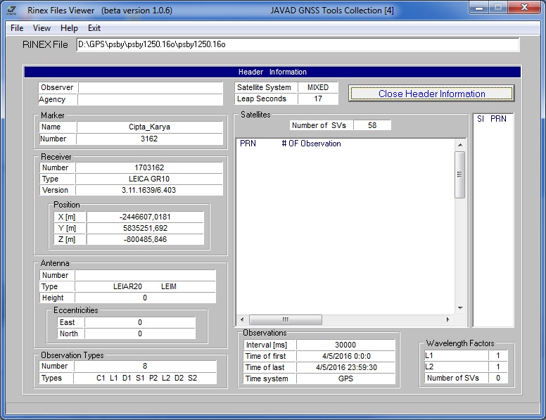Aplikasi untuk mereview data Rinex ~ Air Itu Mengalir