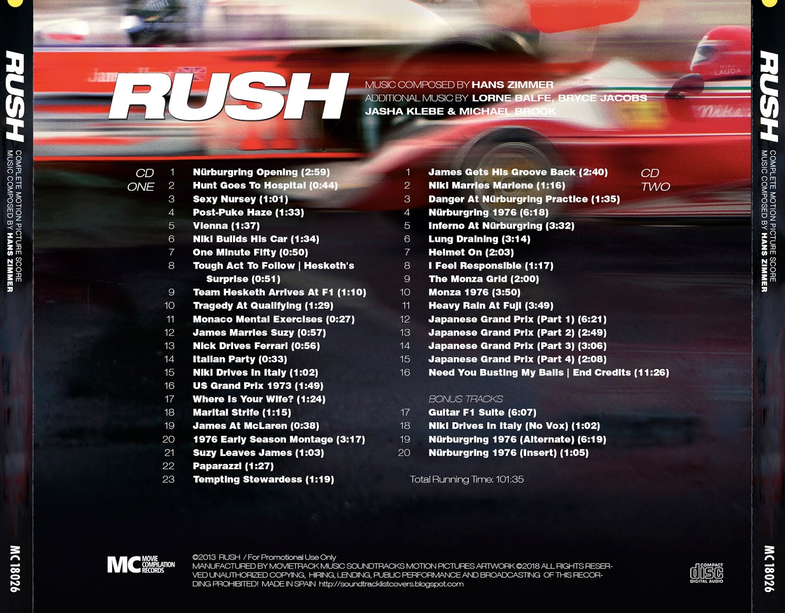 Soundtrack List Covers: Rush Complete (Hans Zimmer)