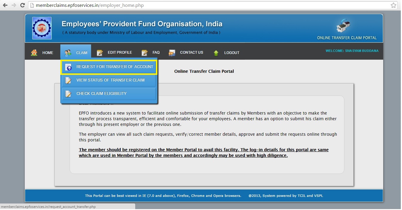EPF: EPF - Online transfer using member portal