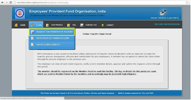 EPF: EPF - Online transfer using member portal