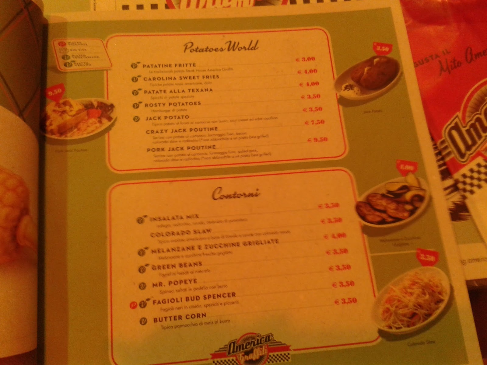 Menu e Prezzi: Menu della Catena di ristoranti America Graffiti ...