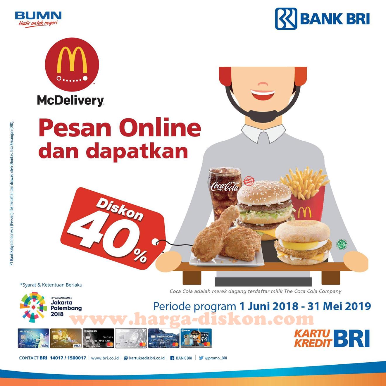 Promo McDONALDS Terbaru Diskon 40% dengan kartu kredit BRI