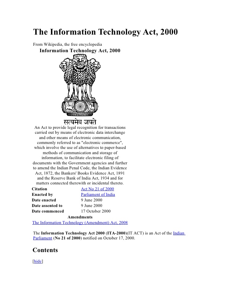 The Information Technology Act, 2000