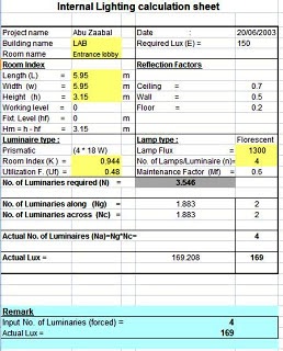 Lighting Design Calculations by Using Excel Spreadsheets – Part Two ...