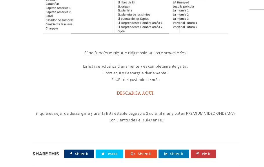 Instruscciones Descarga Lista pastebin URL m3u - PeliculasVOD
