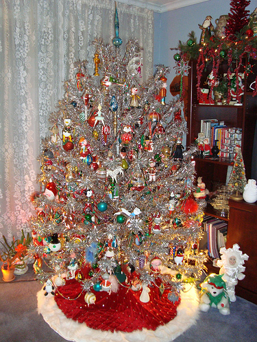 Silver Christmas Tree With Color Wheel
