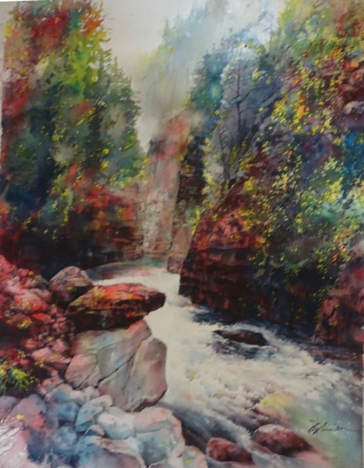 Watercolor Lian Quan Zhen Chinese Landscape