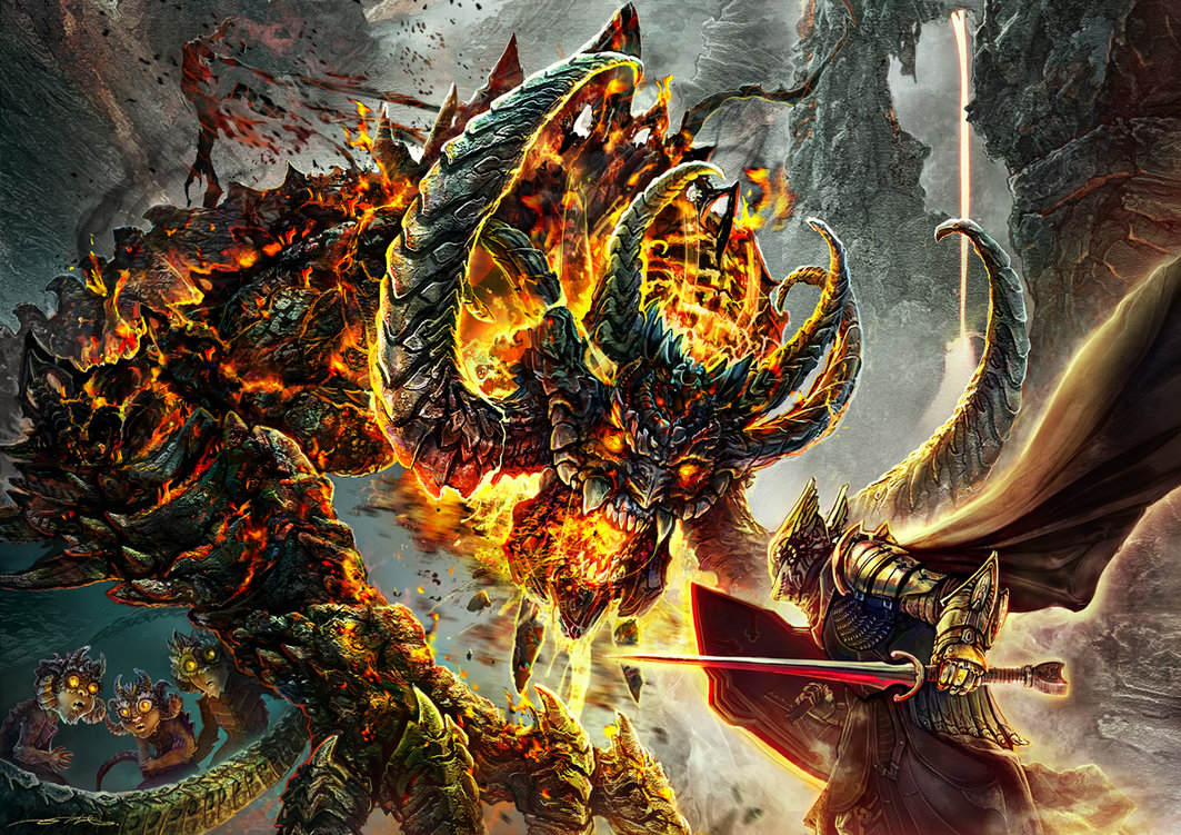 Gallery Mangklex: Demon - Fire demon vs armored warrior (ertacaltinoz)