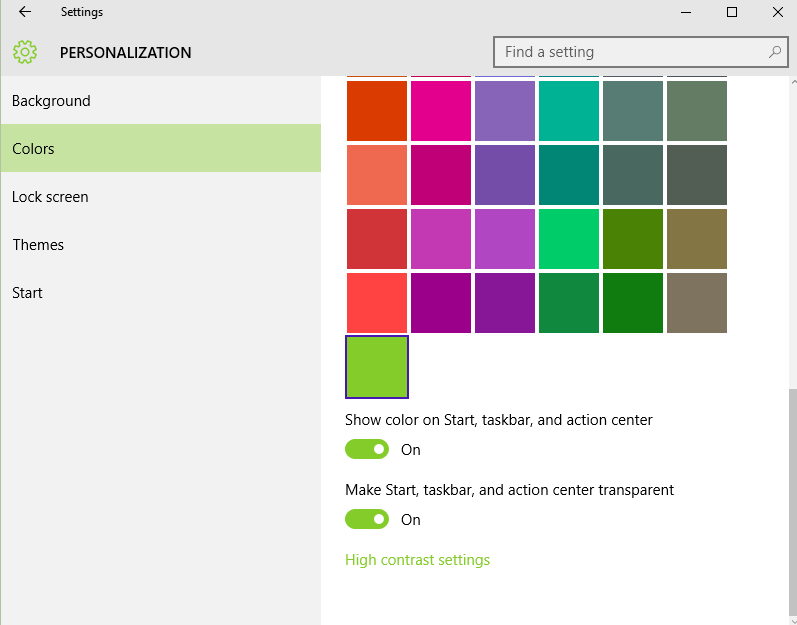 How to change Background and color of Windows 10