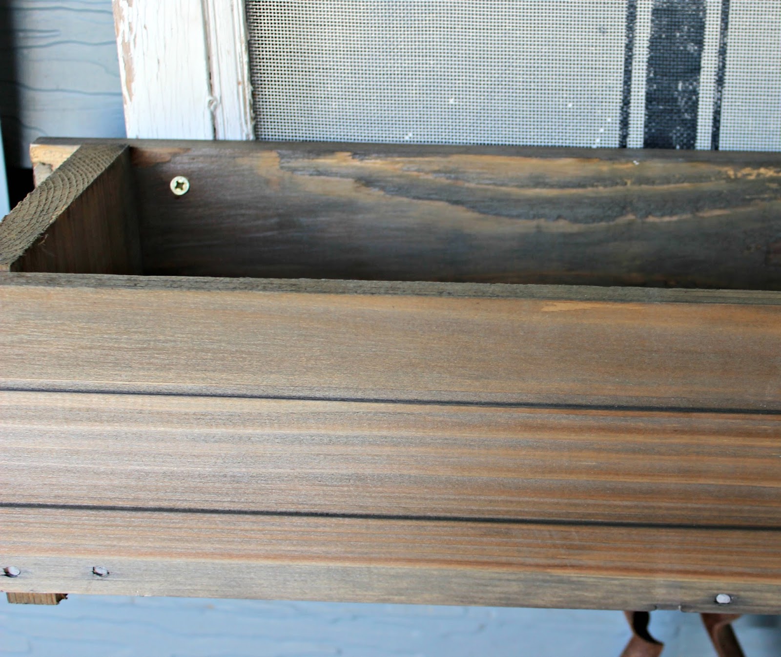 Rustic Window Screen Stenciled Window Box - Organized Clutter