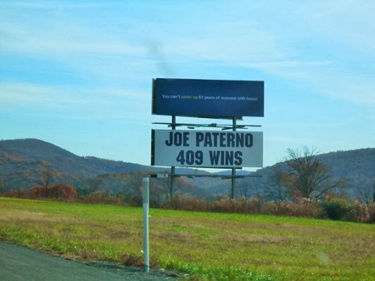 Pennsylvania & Beyond Travel Blog: Joe Paterno 409 Wins Billboard Sign ...
