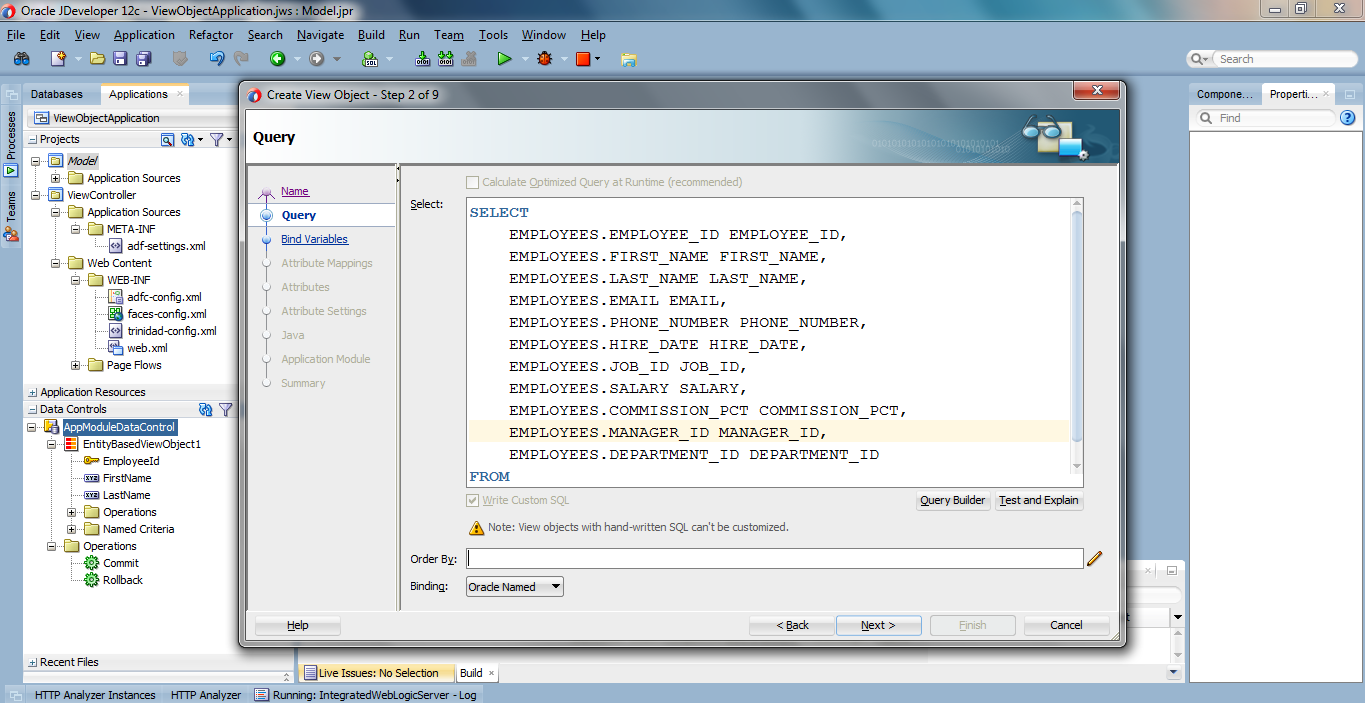 How To Create A Custom Sql Based View Object ~ Oracle Adf 12c Application Development