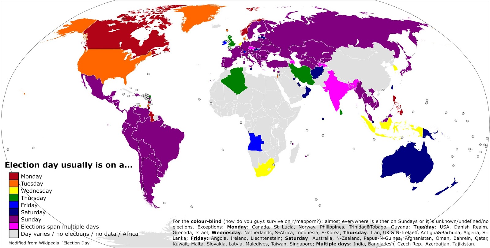 The election days by country - Vivid Maps