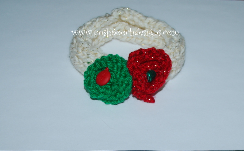 Posh Pooch Designs : Little Roses Dog Collar Knitting Pattern